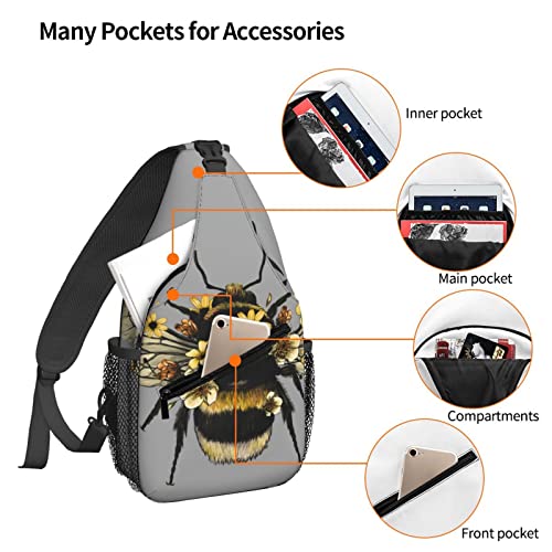 FeHuew Women Cute Fluffy Bee Crossbody Sling Backpack for Men Chest Bag Shoulder Bag Lightweight One Strap Backpack Travel Outdoor Daypack