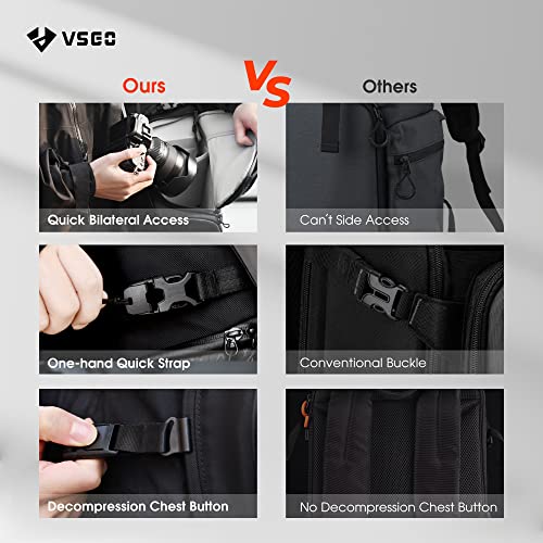 VSGO Black Snipe Camera Backpack 16L Professional DSLR/SLR Photo Bag Compatible For Sony Canon Nikon Camera, DJI Stabilizers Light Weight Only 1.1kg