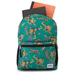 Teenage Mutant Ninja Turtles Backpack - Leonardo, Donatello, Michelangelo and Raphael - Officially Licensed TMNT School Bookbag (Green)