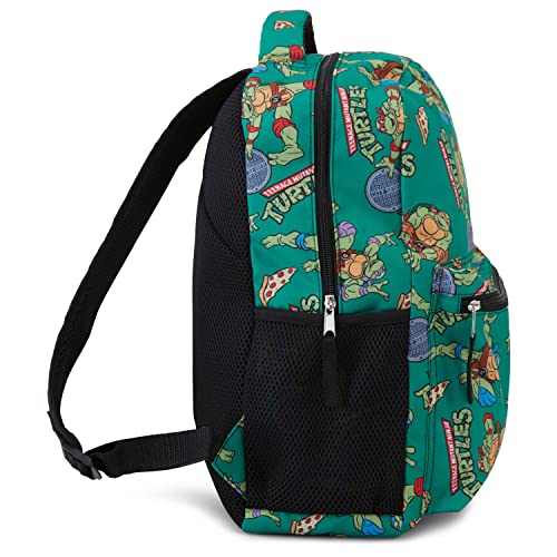 Teenage Mutant Ninja Turtles Backpack - Leonardo, Donatello, Michelangelo and Raphael - Officially Licensed TMNT School Bookbag (Green)