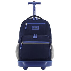 j world new york sunlight rolling backpack. roller bag wheeled carry-on luggage, one size (navy)