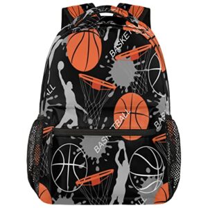 yppahhhh school laptop backpack red basketball sports for girls kids boys sports ball player lightweight bookbag elementary college travel hiking daypack backpacks for women men