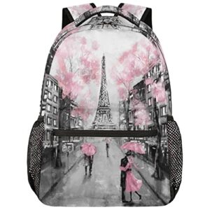 yppahhhh school laptop backpack pink eiffel tower paris france for girls kids boys watercolor lovers lightweight bookbag elementary college travel hiking daypack backpacks for women men