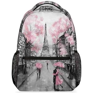 YPPAHHHH School Laptop Backpack Pink Eiffel Tower Paris France for Girls Kids Boys Watercolor Lovers Lightweight Bookbag Elementary College Travel Hiking Daypack Backpacks for Women Men