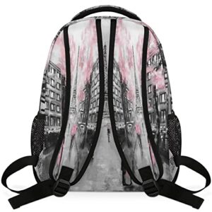 YPPAHHHH School Laptop Backpack Pink Eiffel Tower Paris France for Girls Kids Boys Watercolor Lovers Lightweight Bookbag Elementary College Travel Hiking Daypack Backpacks for Women Men