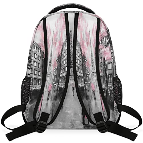 YPPAHHHH School Laptop Backpack Pink Eiffel Tower Paris France for Girls Kids Boys Watercolor Lovers Lightweight Bookbag Elementary College Travel Hiking Daypack Backpacks for Women Men