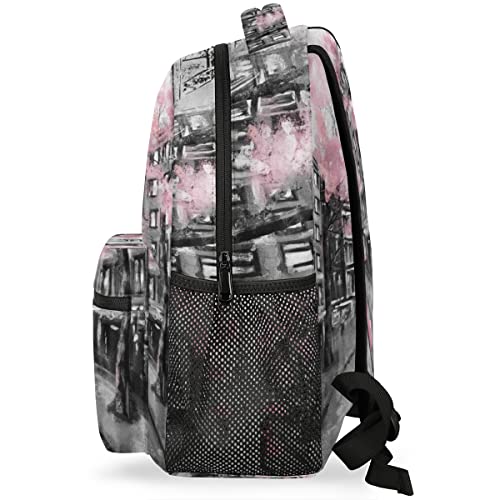 YPPAHHHH School Laptop Backpack Pink Eiffel Tower Paris France for Girls Kids Boys Watercolor Lovers Lightweight Bookbag Elementary College Travel Hiking Daypack Backpacks for Women Men