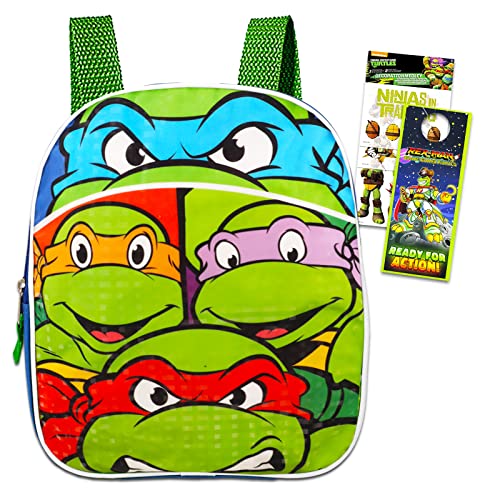 Teenage Mutant Ninja Turtles Mini Backpack for Boys, Girls Set - TMNT School Bag Bundle with 11" TMNT Backpack, Stickers, More | TMNT Backpack Preschool