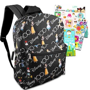 disney 100th anniversary backpack set - disney school bag bundle with 16" disney backpack, stickers, bookmark, more | mickey mouse backpack for kids, adults