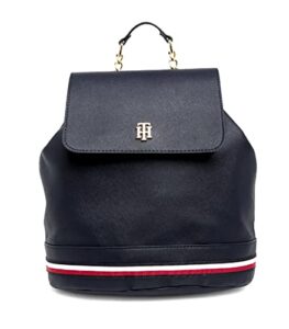 tommy hilfiger joy ii flap backpack saffiano pvc black one size