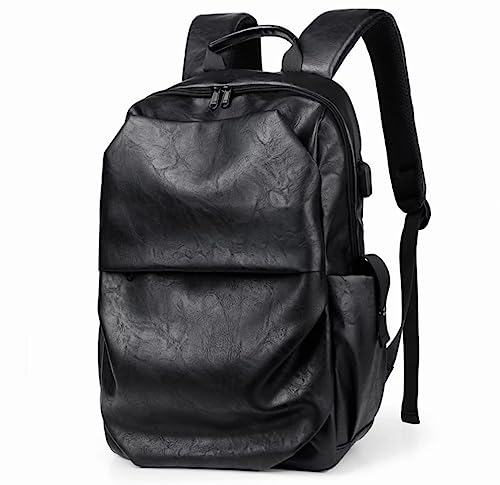 xoMolly's Anti-Theft 15 inch Laptop Leather Backpack (Black)