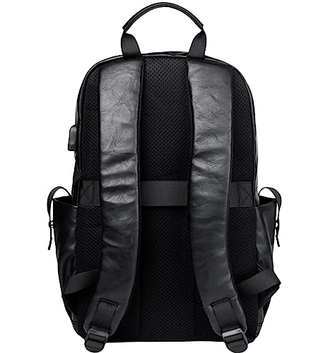 xoMolly's Anti-Theft 15 inch Laptop Leather Backpack (Black)