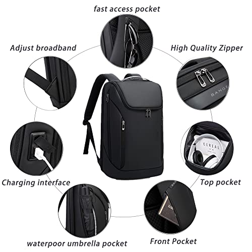 Uaskmeyt Travel Backpack for Men, Business Laptop Backpack Water Resistant Computer Backpack with USB Charging Port (Black1)