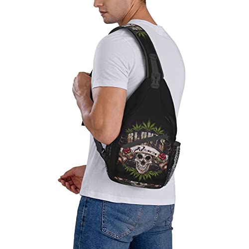 Skull Marijuana Cross Chest Bag Sling Backpack Fashion Hiking Daypack Unisex Chest Shoulder Bag