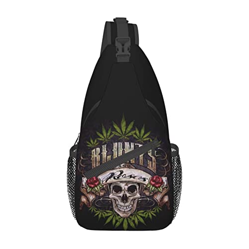 Skull Marijuana Cross Chest Bag Sling Backpack Fashion Hiking Daypack Unisex Chest Shoulder Bag