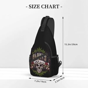 Skull Marijuana Cross Chest Bag Sling Backpack Fashion Hiking Daypack Unisex Chest Shoulder Bag