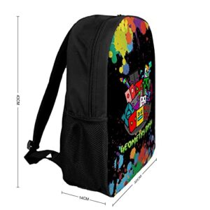 ONBJKPLG Geometry Dash Anime Backpack 17 Inch Cute Funny Bookbag Casual Laptop Daypack for Travel Picnic Camping