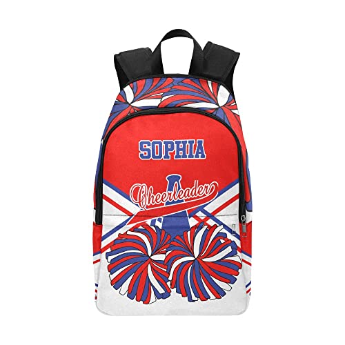 CUXWEOT Personalized Cheer Red White Cheerleader Backpack with Name Custom Travel Bag for women Men