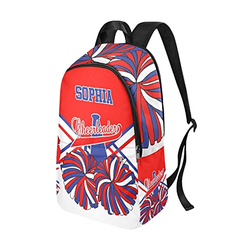 CUXWEOT Personalized Cheer Red White Cheerleader Backpack with Name Custom Travel Bag for women Men