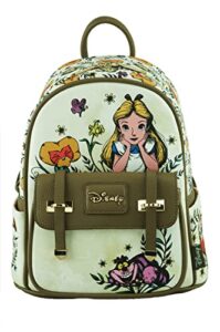 wondapop disney alice in wonderland 11" vegan leather fashion mini backpack