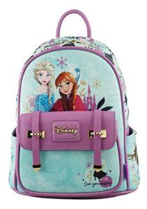 wondapop disney frozen elsa and anna 11" vegan leather fashion mini backpack