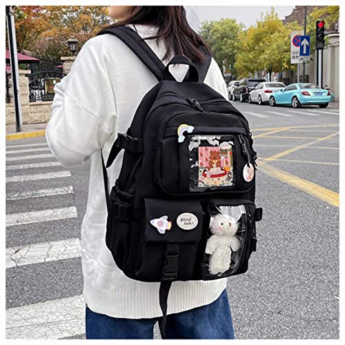 HUIHSVHA Kawaii Backpack, Aesthetic School Laptop Bag With Pin Accessories, Travel Daypack Bookbag for Teens Girls Students