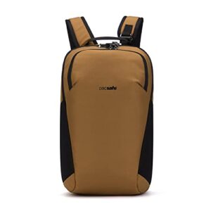 pacsafe vibe 20l security & anti-theft daypack - slash proof & lockable, tan