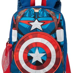 Marvel Boys Backpack | Captain America 4-Piece School Bag Set | Avengers Merchandise | Multiple Compartments