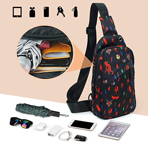 fonaxere Crossbody Sling Backpack Stranger School student Things Sling Bag Travel Hiking Chest Bag Daypack For Women Men