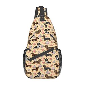 biunnru dachshund sausage dogs sling daypacks crossbody backpack chest bag lightweight shoulder bag travel hiking cycling for men women