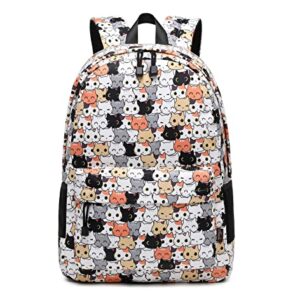 Teecho Cute Backpack for Girl Roomy College Middle Day Bag For Girl Women Knapsack Cat