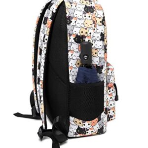 Teecho Cute Backpack for Girl Roomy College Middle Day Bag For Girl Women Knapsack Cat