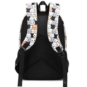 Teecho Cute Backpack for Girl Roomy College Middle Day Bag For Girl Women Knapsack Cat