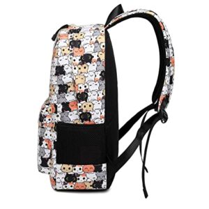 Teecho Cute Backpack for Girl Roomy College Middle Day Bag For Girl Women Knapsack Cat