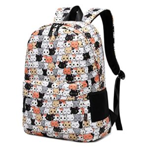 Teecho Cute Backpack for Girl Roomy College Middle Day Bag For Girl Women Knapsack Cat