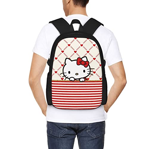 FENTI Cartoon Cute Cat Backpack 17 In Large Capacity Daypack Casual Travel Laptop Backpack for Women Girl