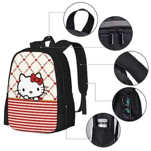 FENTI Cartoon Cute Cat Backpack 17 In Large Capacity Daypack Casual Travel Laptop Backpack for Women Girl