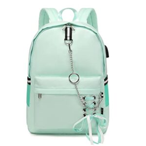 Teecho Backpack for Women Cute College Backpack for Girl Fashion Casual Daypack Mint Green