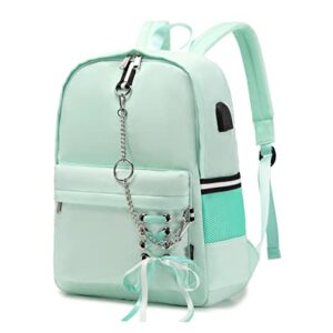 Teecho Backpack for Women Cute College Backpack for Girl Fashion Casual Daypack Mint Green