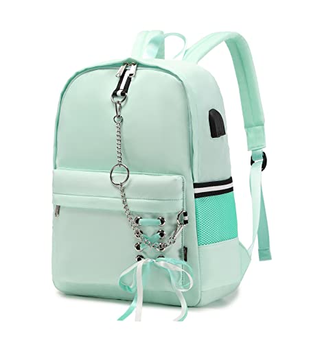 Teecho Backpack for Women Cute College Backpack for Girl Fashion Casual Daypack Mint Green