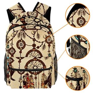 VBFOFBV Backpack for Women Daypack Laptop Backpack Travel Casual Bag, Boho Dreamcatcher Tribal Feather