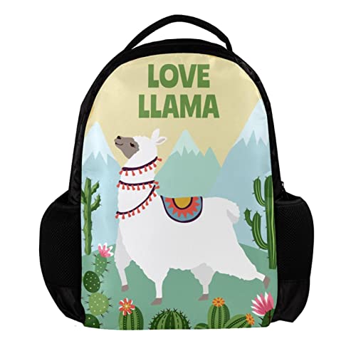 VBFOFBV Travel Backpack, Laptop Backpack for Women Men, Fashion Backpack, Lovely Animal Cartoon Llama Cactus