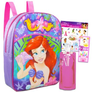 the little mermaid mini backpack for kids set - 11" ariel backpack bundle with stickers, water pouch, more | disney the little mermaid backpack preschool