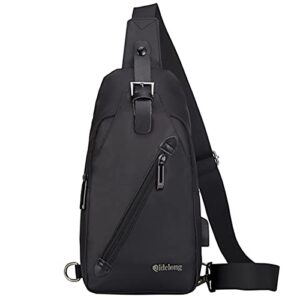 qidelong sling bag - anti theft crossbody chest bag shoulder backpack with usb charging port satchel daypack for hiking travel