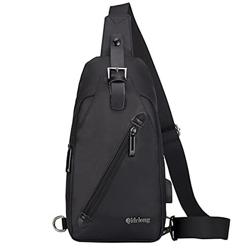 Qidelong Sling Bag - Anti Theft Crossbody Chest Bag Shoulder Backpack with USB Charging Port Satchel Daypack for Hiking Travel