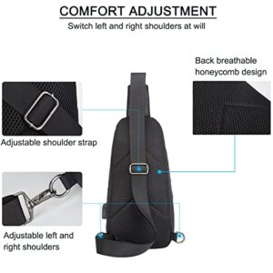 Qidelong Sling Bag - Anti Theft Crossbody Chest Bag Shoulder Backpack with USB Charging Port Satchel Daypack for Hiking Travel