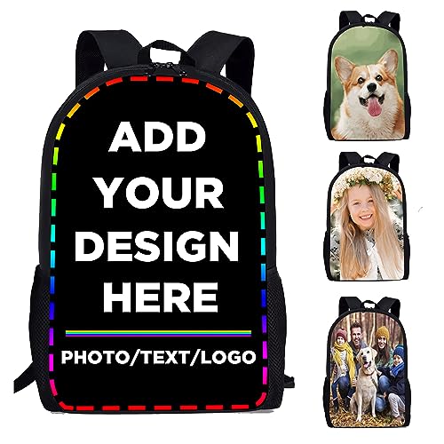 Gaxuciat Custom Backpack, Personalized Lightweight School Bookbag Add Your Photo Text for Boys and Girls, Travel, Work