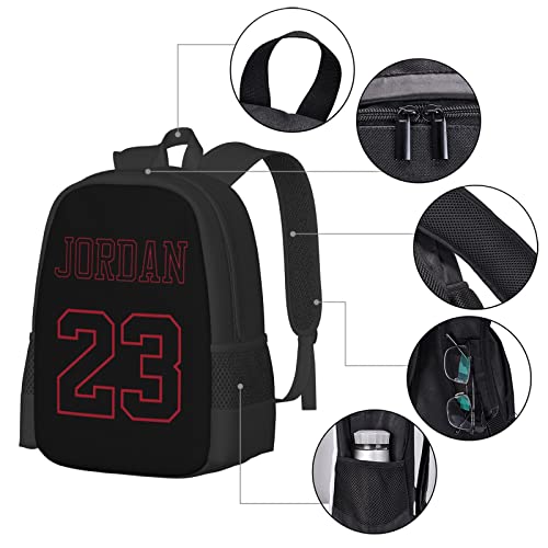 Auqizbx Basketball Number 23 Jordan Backpack Bag Adjustable Large Capacity Leisure Rucksack Unisex