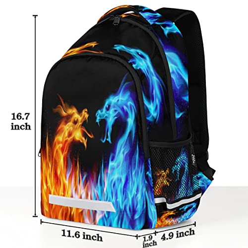 Flame Dragon School Backpack for Boys Girls Teens College Students Backpack Laptop Backpack Travel Backpacks Bookbag Daypack