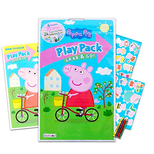 Peppa Pig Backpack for Girls - Bundle with 15" Peppa Pig Backpack, Mini Coloring Book, Stickers, Water Bottle, More | Peppa Pig Preschool Backpack